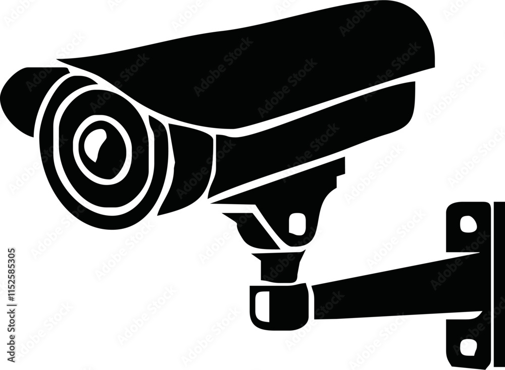 Security camera icon, video surveillance, cctv sign. Yellow triangle ...
