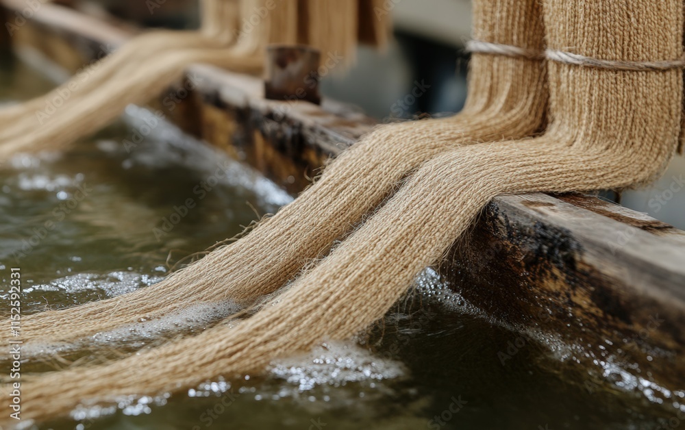 Submerged in Renewal: Jute fibers undergo a gentle cleansing, their ...