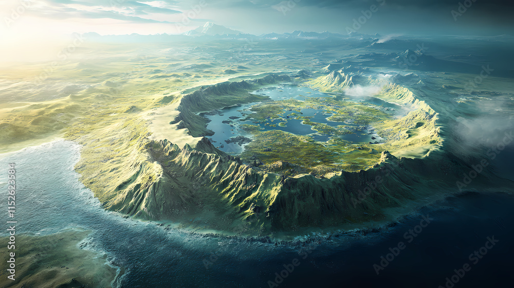 Archaean earth. illustration of the earth as it may have been in the archaean eon to billion ...