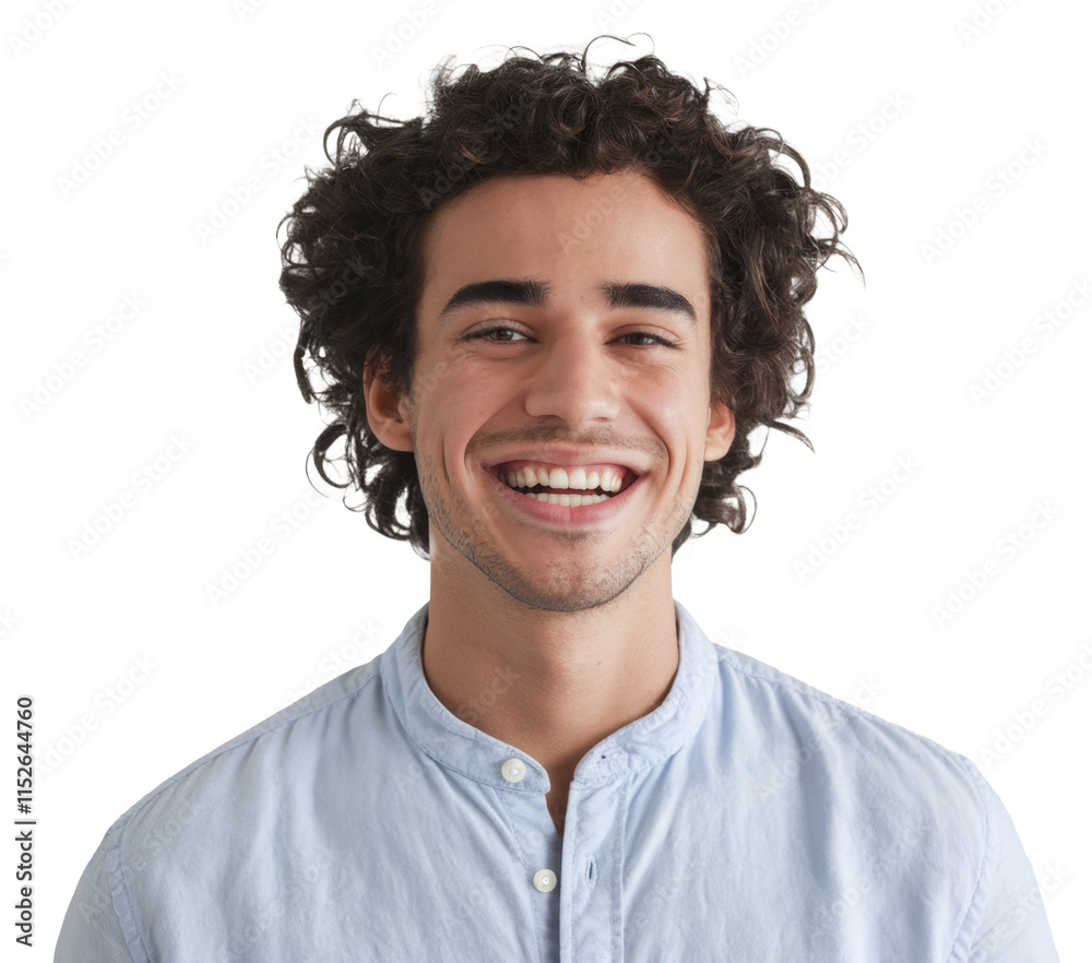 Headshot of handsome mixed race young man with shining smile, looks ...