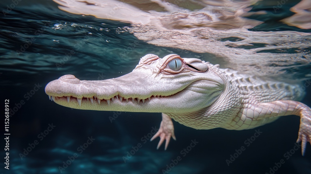 Albino alligator lurking underwater, A haunting yet beautiful ...