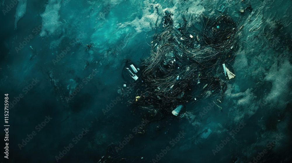 A stunning aerial image of floating garbage, including tangled fishing ...