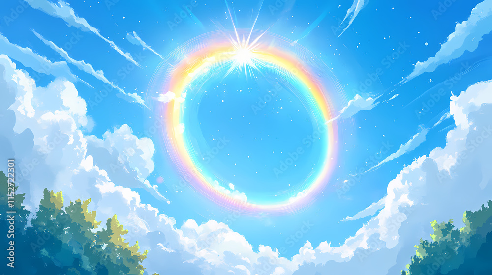 Sun halo: a rare sun halo phenomenon with a circular rainbow encircling ...