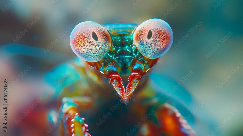 Colorful Close-Up of a Vibrant Mantis Shrimp Underwater. A vivid and ...