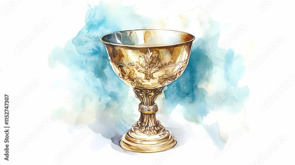 Sacred chalice. handcrafted watercolor illustration on white background ...