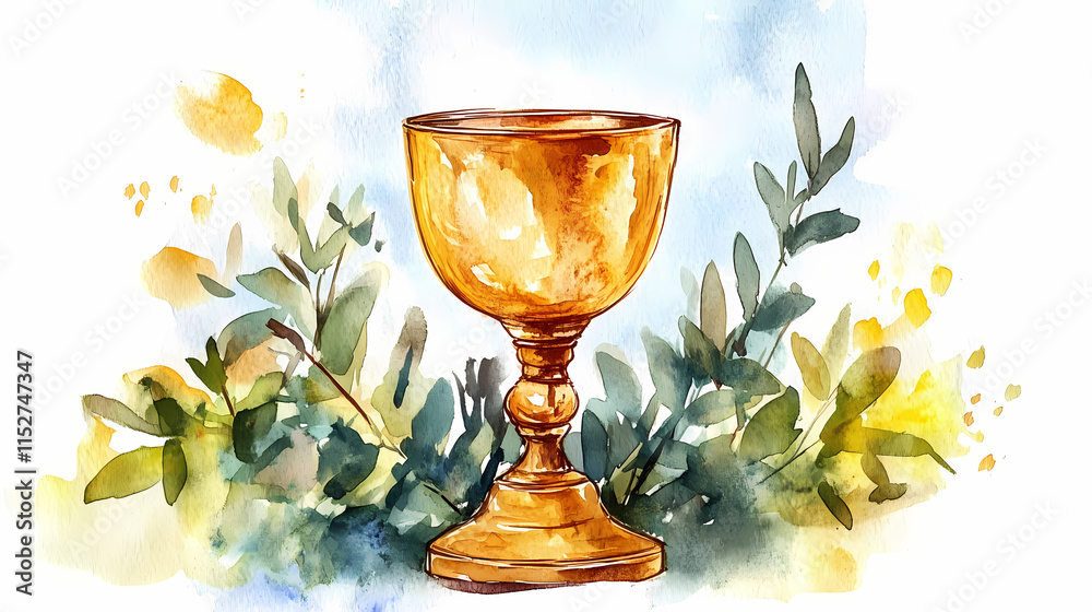 Sacred chalice. handcrafted watercolor illustration on white background ...