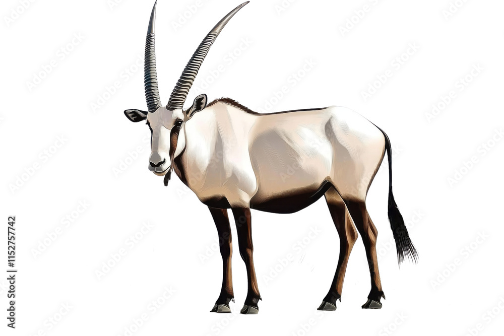 arabian oryx on transparent background, wildlife illustration Stock ...