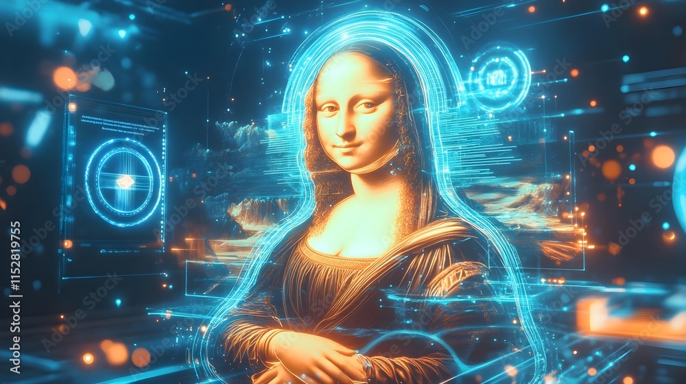Ilustración de Stock mona lisa ai, digital art, futuristic - ai art ...