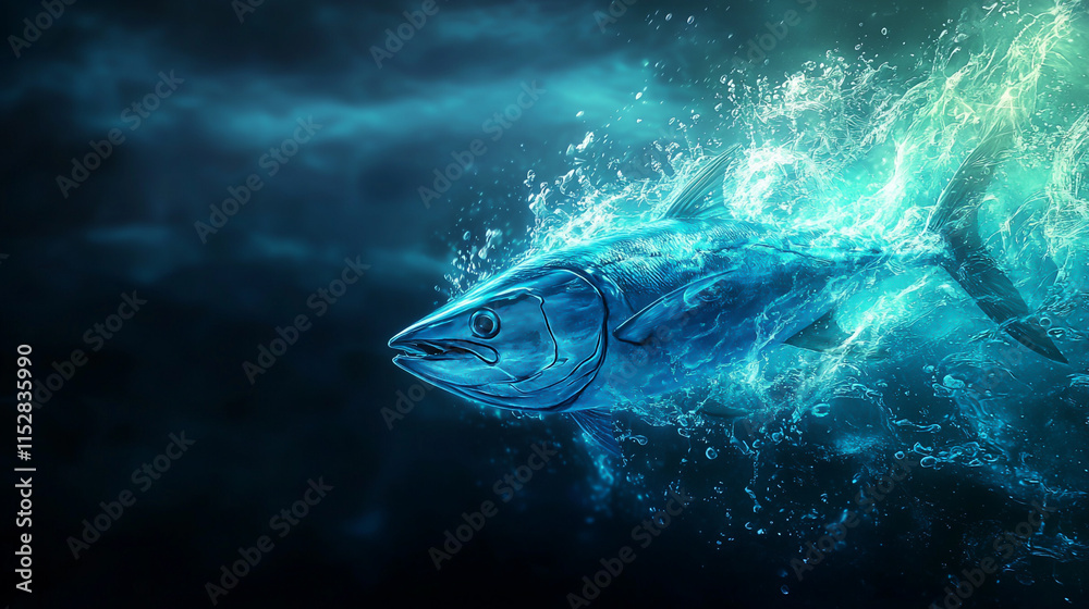 Vibrant underwater scene featuring a majestic fish swimming through ...