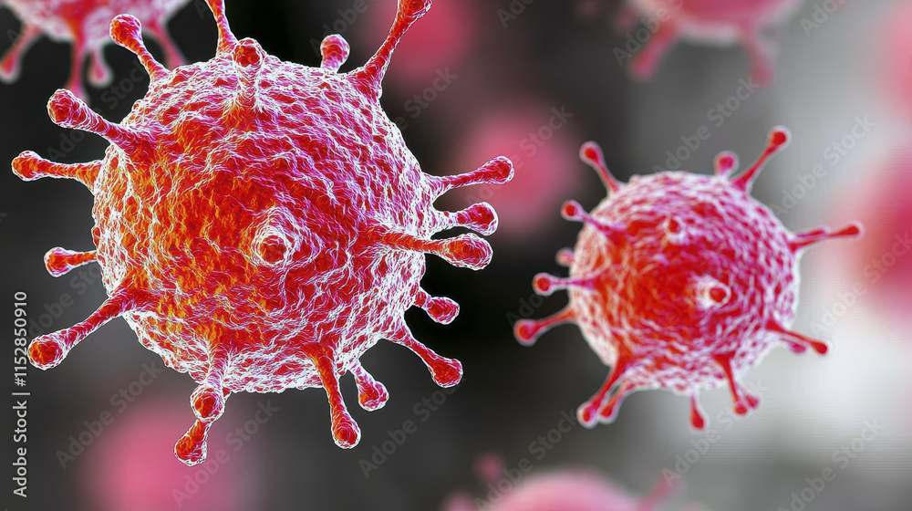 Detailed illustration of leukemia cells, showcasing their unique ...