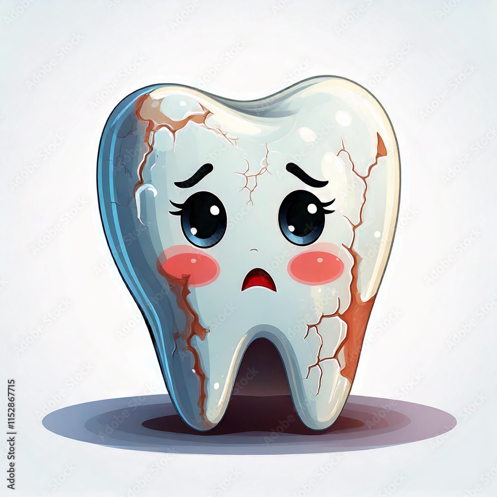 Cartoon character with a broken tooth highlighting dental health issues ...