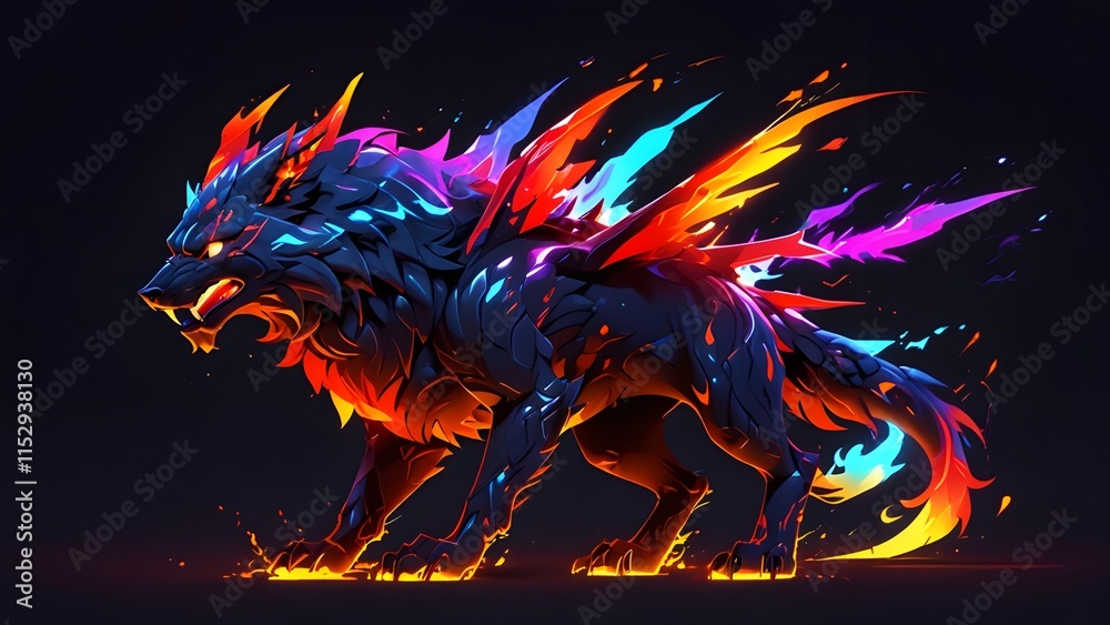 Epic mythical creature battle fantasy realm digital art vivid color ...