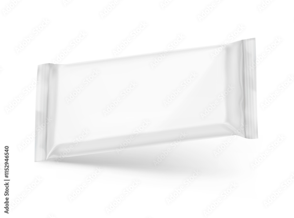 Realistic flow packaging mockup for bars, candies, waffles. Vector ...