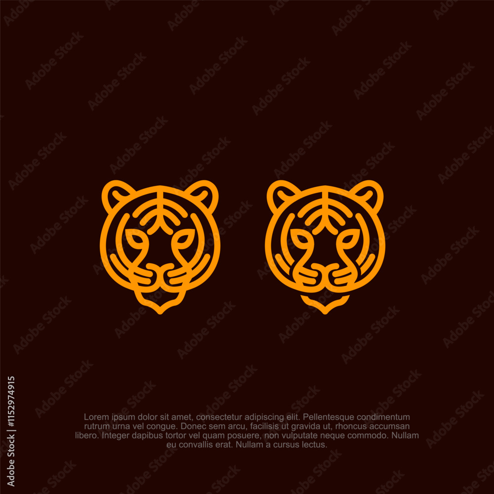 bold and striking tiger head logo design, featuring powerful lines and ...