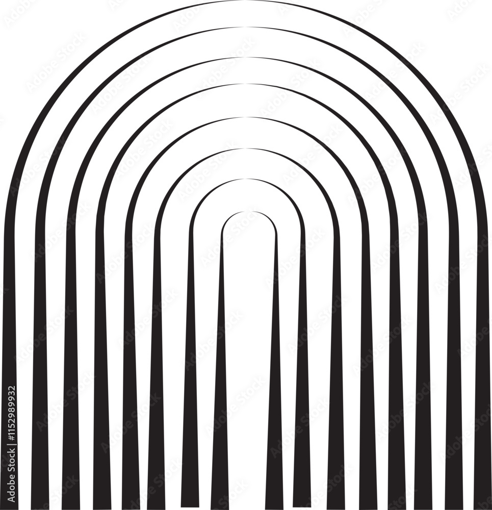 Set boho rainbow with black lines . Abstract shapes silhouette of ...