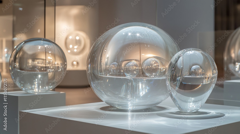 Glass transparent hemisphere dome cover. Realistic vector illustration ...