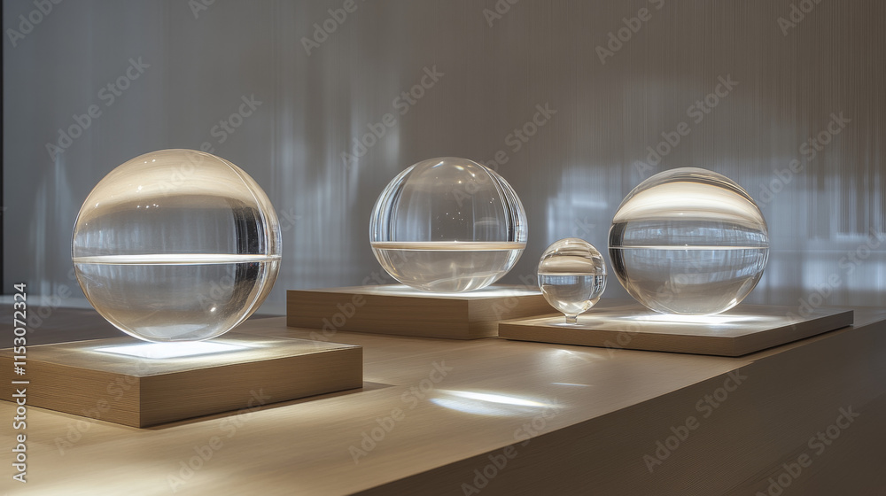 Glass transparent hemisphere dome cover. Realistic vector illustration ...