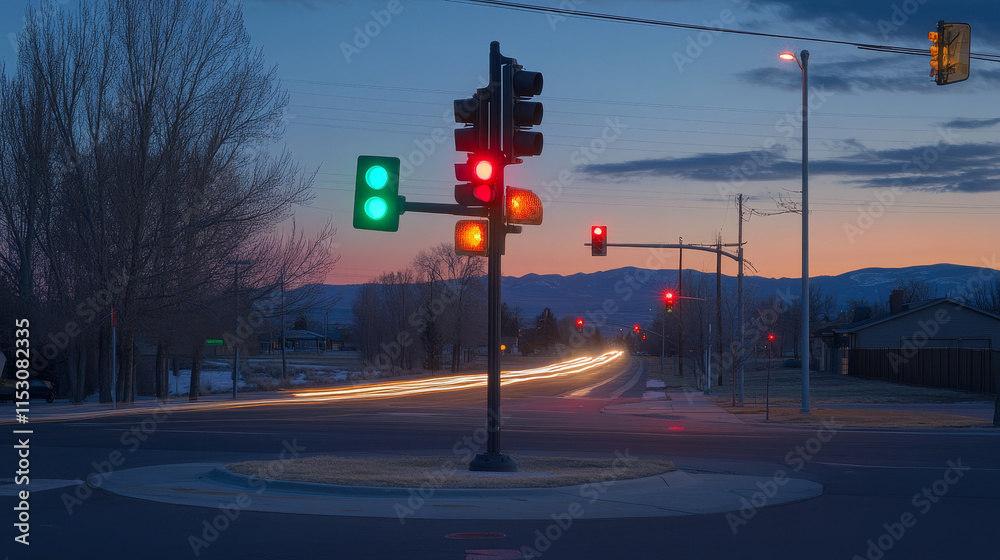 Horizontal traffic lights mockup. Street signal driving control system ...