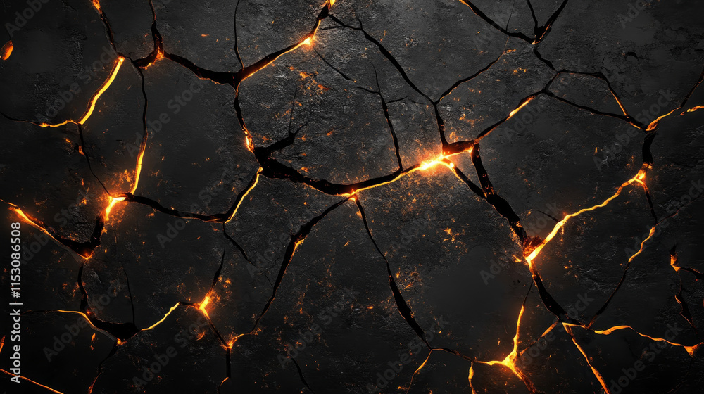 Lava rock with crack and light texture vector volcano set. Fire and ...