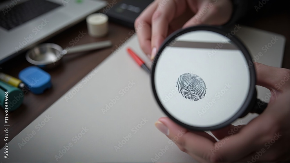 Detective carefully analyzes clues and traces at a crime scene ...