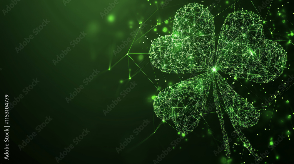 A hologram of a shamrock background. Shamrock background of polygons ...