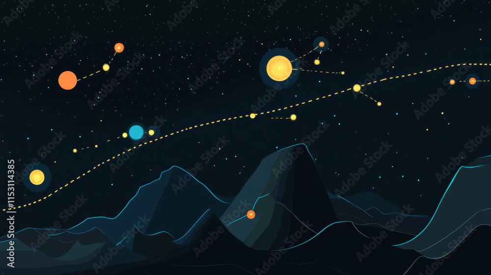 Space game level map with alien planets. Vector cartoon illustration of ...