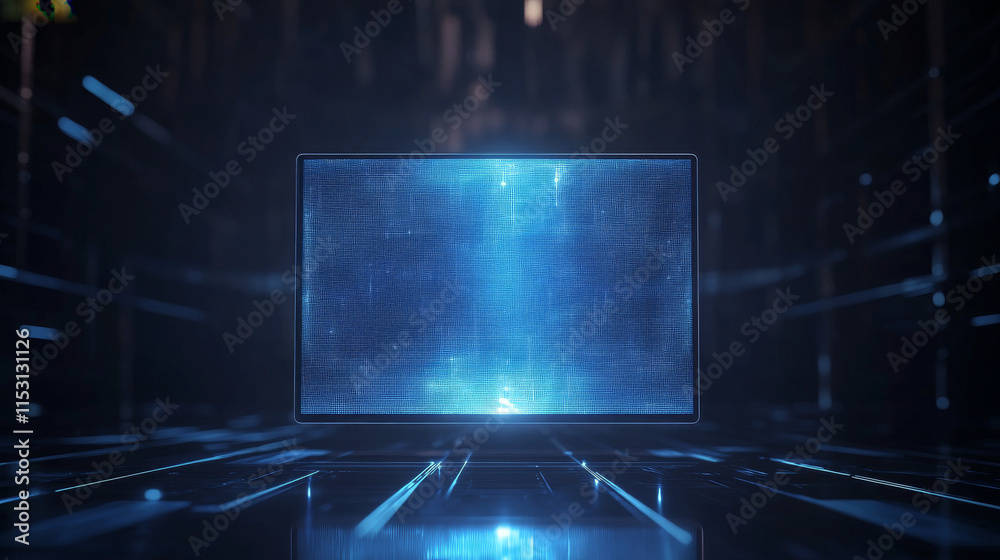 Hologram of an 8K TV on a dark background. Modern digital illustration ...