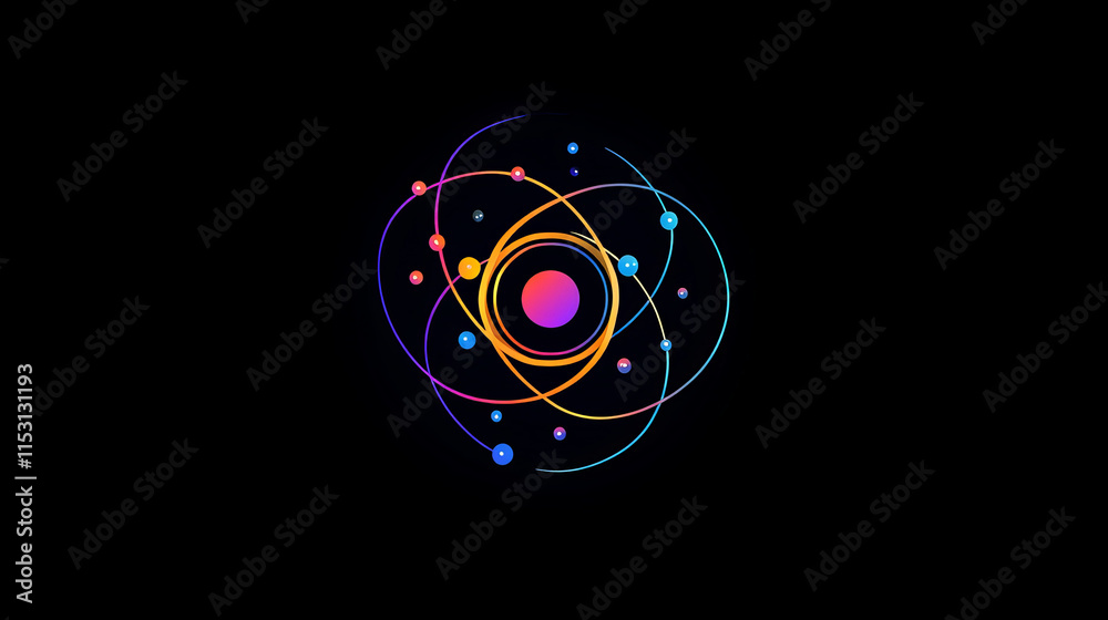 Vector logo science. Brand logo in the form of the atom and electrons ...