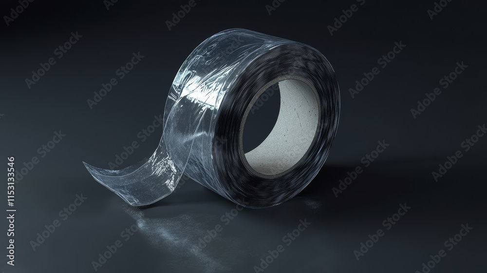 Plastic transparent clear wide duct tape sticker label. Adhesive ...