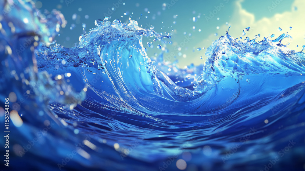 Ilustración de Stock Cartoon water splash and surf wave. Cute comic sea ...