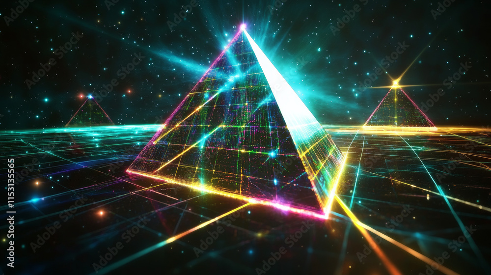 Hologram microprocessor. The processor consists of polygons, triangles ...