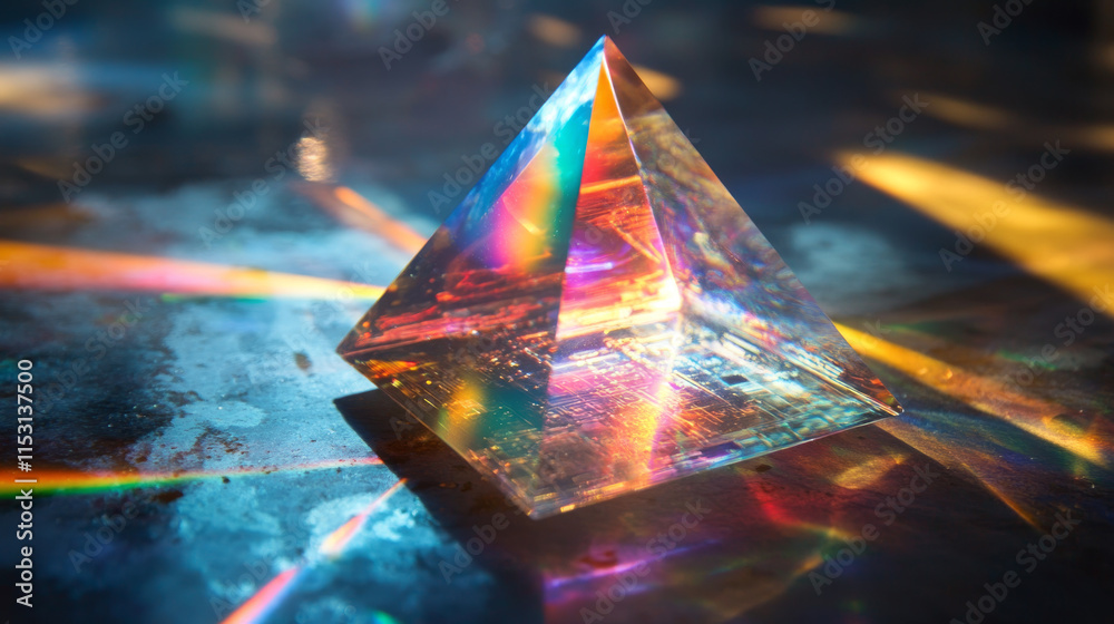 Hologram microprocessor. The processor consists of polygons, triangles ...