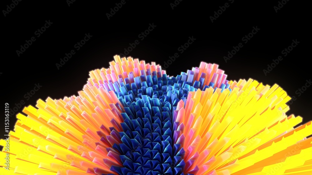 3D render showing bottom perspective of geometric structure with ...
