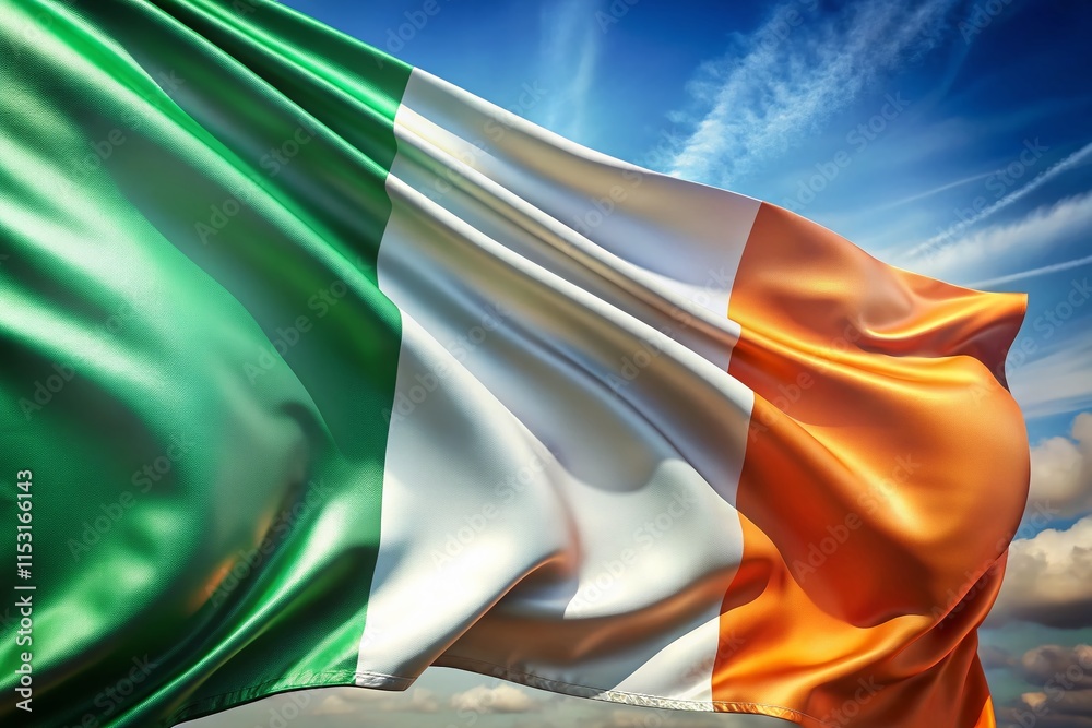 Ireland Flag, Waving Irish Banner, Green White Orange, National Symbol ...