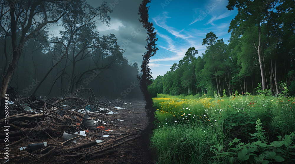 Environmental problem. Forest pollution. The lungs of the planet ...
