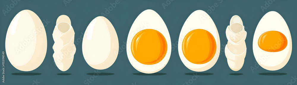 Egg Stages, From Shell to Yolk, a Culinary Journey. Boiled egg ...