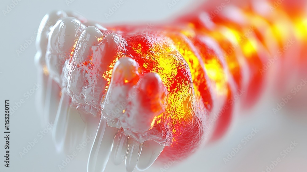 Microscopic view of inflamed gums and teeth. Ideal for dental health ...