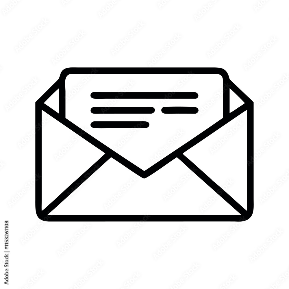 Simple line art illustration of an email envelope. Email icon. Envelope ...