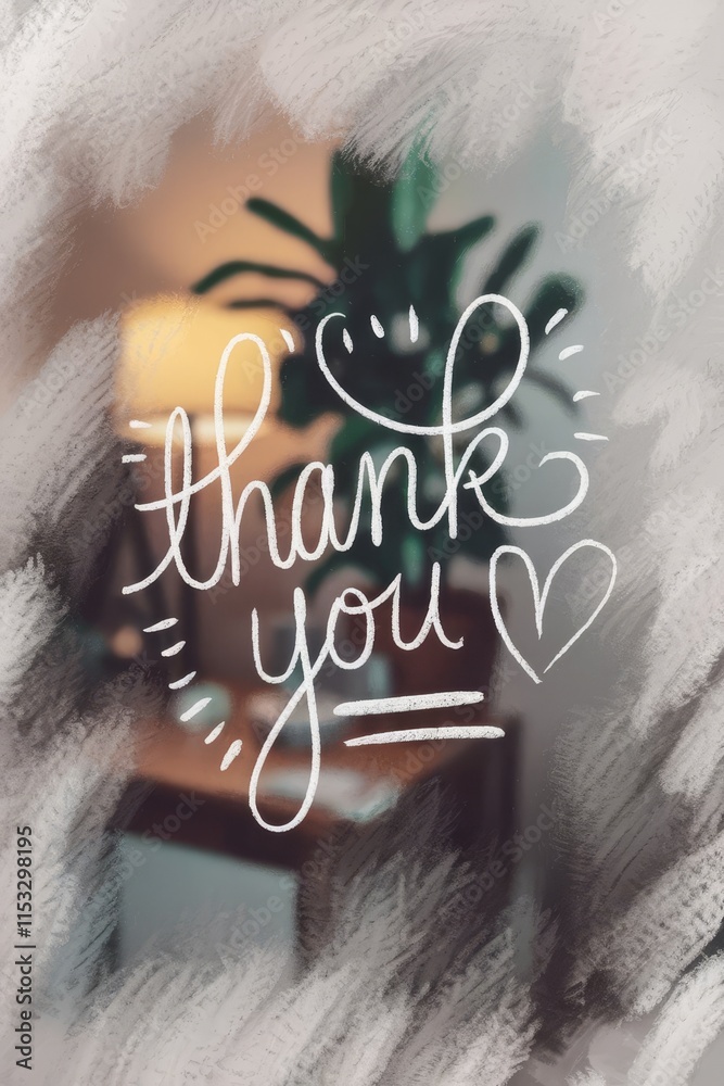 Thank you note with the inscription: "Thank you" next to a heart ...