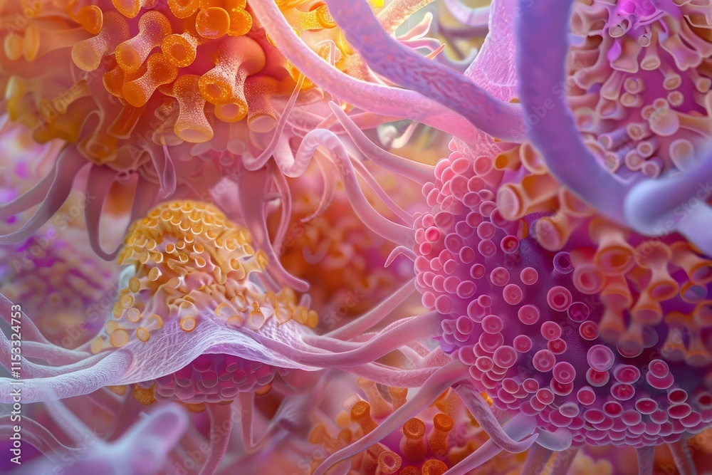 Microscopic view of dendritic cells interacting, showcasing their role ...