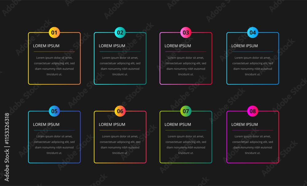Vector Text Boxes Templates Collection on Dark Background. Infographic ...
