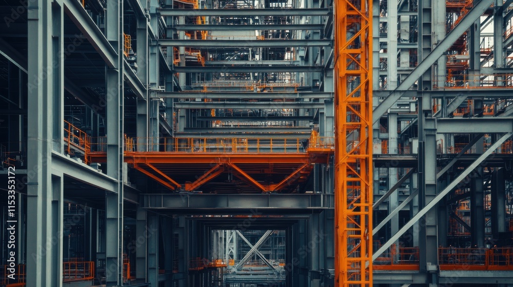 Ilustración de Stock Massive Steel Frame Installation with Geometric ...
