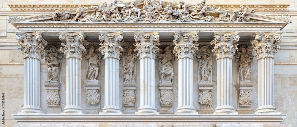 Ancient Greek Architecture Marble Columns Doric Style Detailed Pillars ...