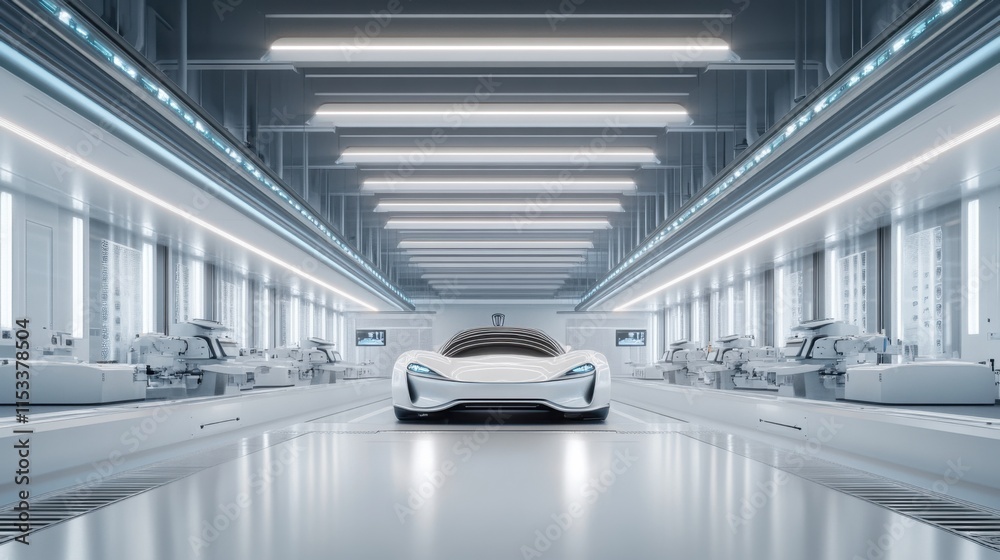 High-Tech Sensor Assembly Facility for EVs: Precision Robots, Ambient ...