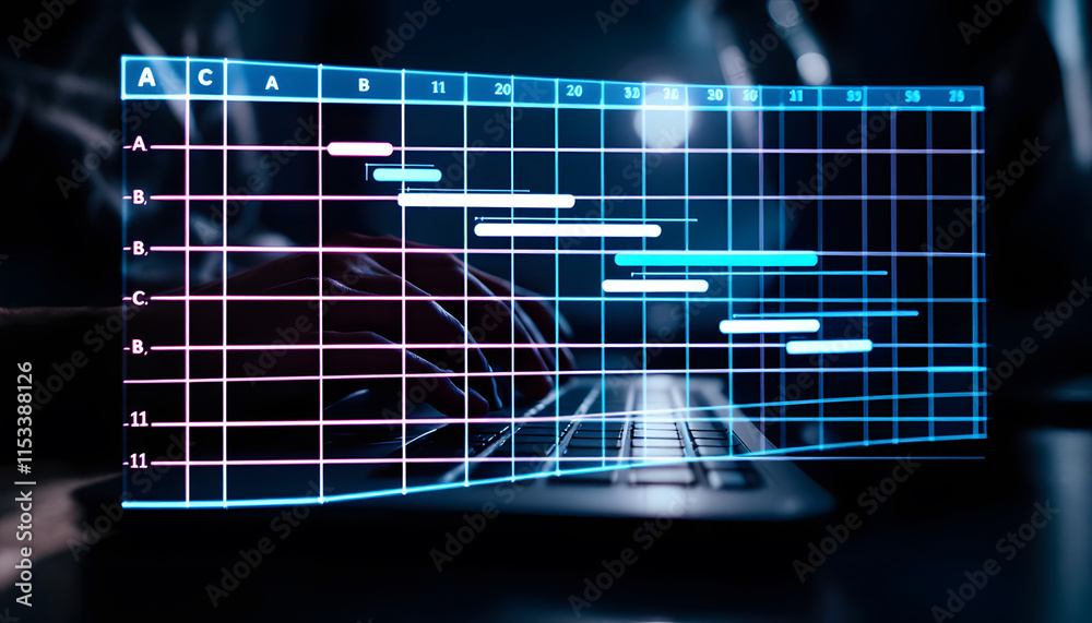 Project Management Gantt Chart on Laptop, Scheduling and Workflow ...