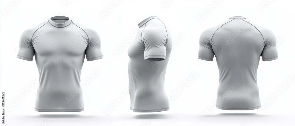Stockfoto blank grey short sleeve rash guard mockup front, side and ...