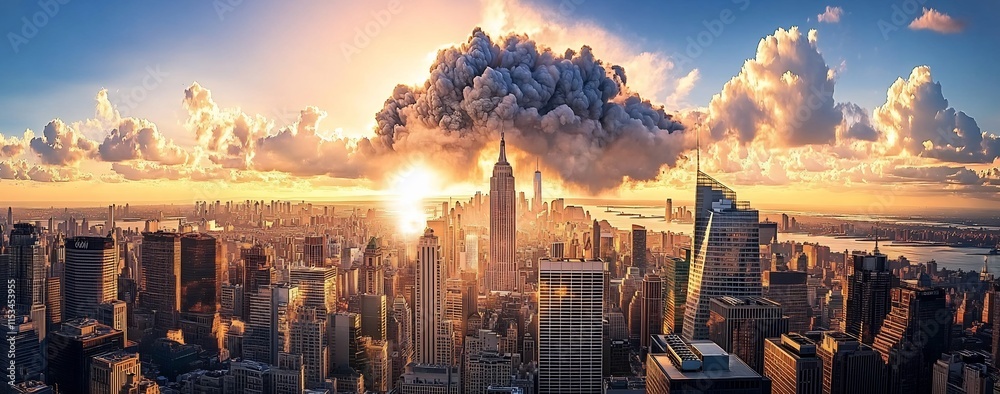 Manhattan Skyline Sunrise: A Majestic View of the City with a Dramatic ...