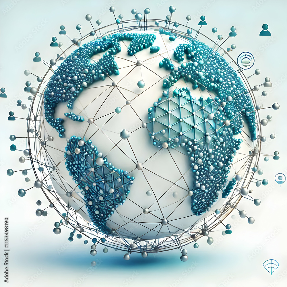 3D Globe made of network nodes concept as A vector illustration of a ...