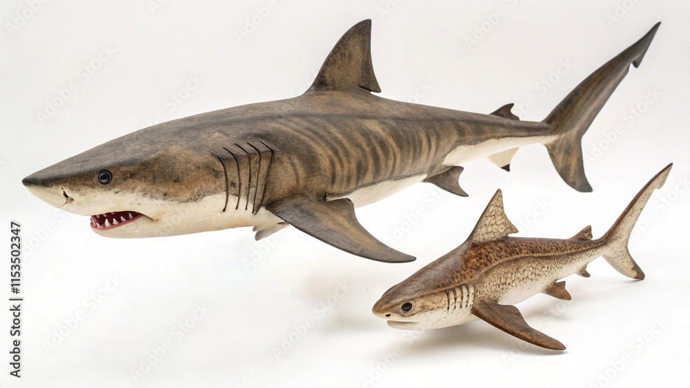 Shark in water, ocean, cut out transparent, white background png Stock ...