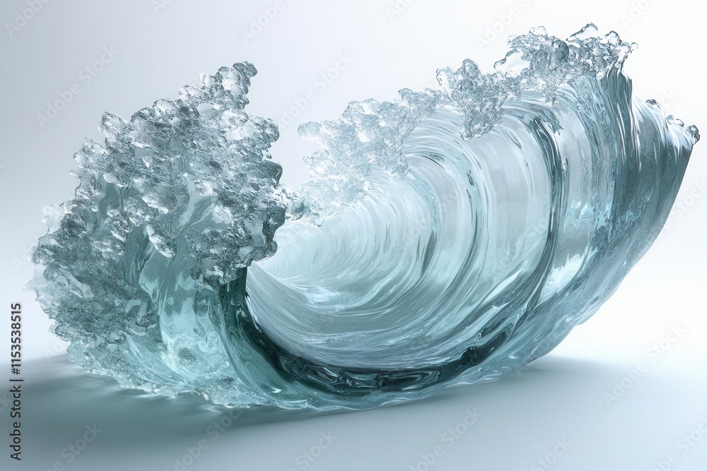 crisp clear water wave isolated on a bright white background capturing ...